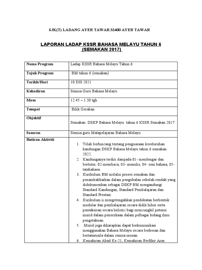 Laporan Ladap RBT 2022 | PDF