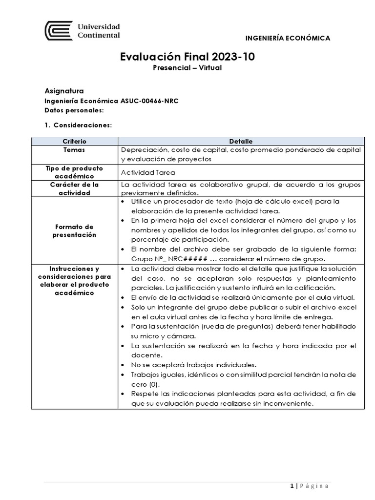 Evaluación Final INGECO 2023-10 | PDF