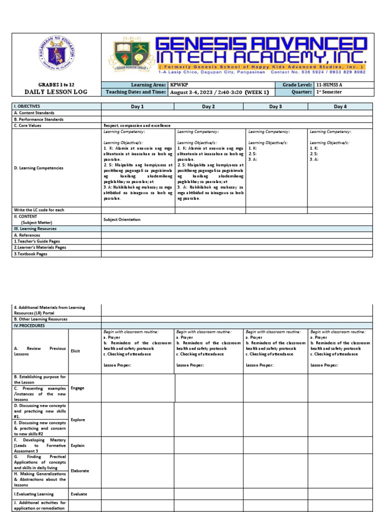 KPWKP - DLL Week 1 | Download Free PDF | Change | Cognitive Psychology