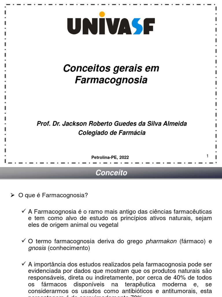 (Aula 01) Conceitos Gerais Em Farmacognosia | PDF