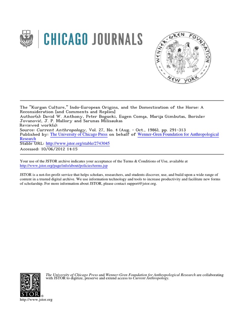 The Kurgan Culture, Indo-European Origins, and The Domestication of The ...