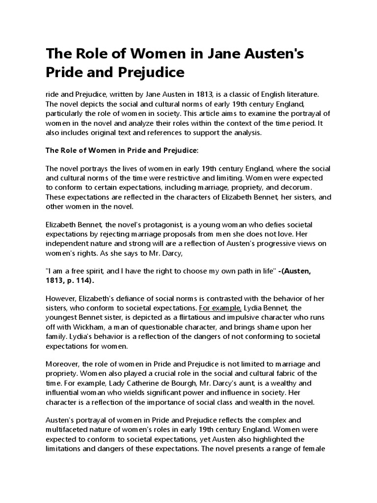 The Role of Women in Jane Austen | PDF
