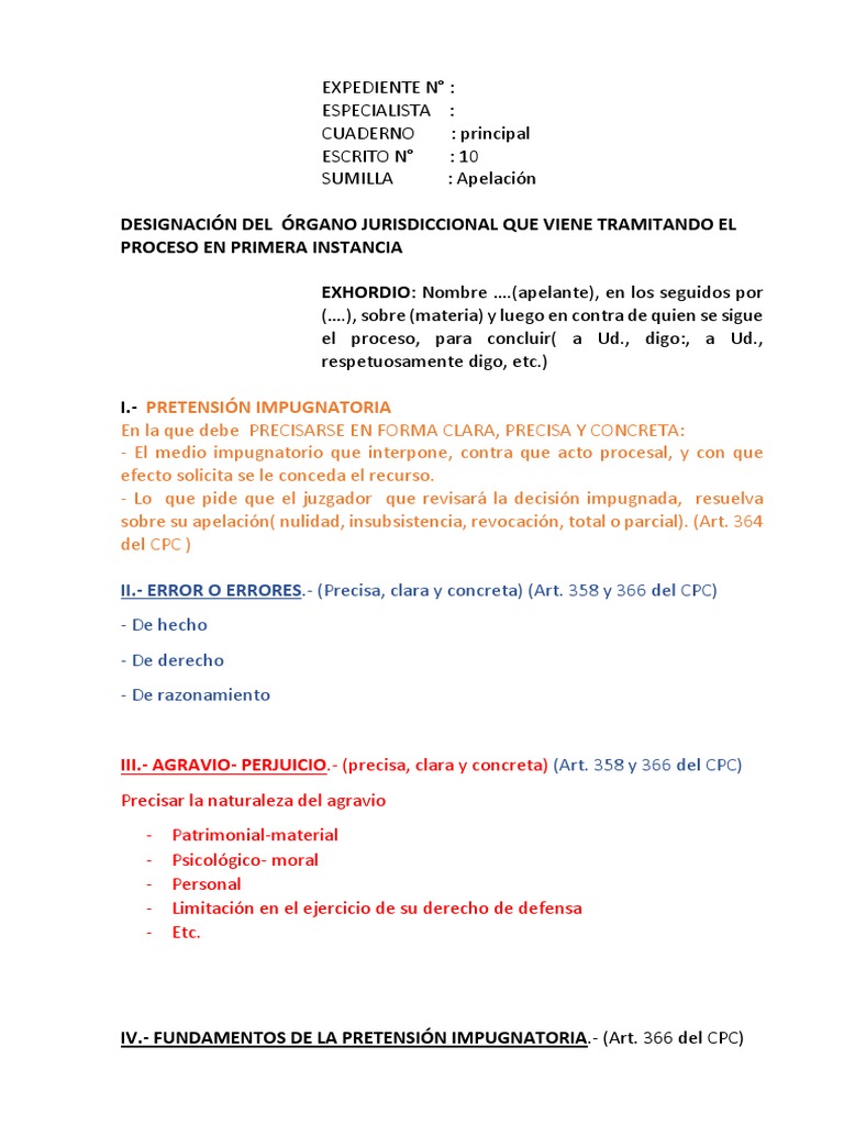 Escrito Del Recurso de Apelación | PDF