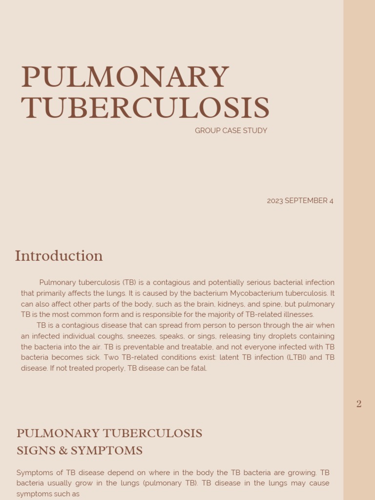 Group Case Study - Pulmonary TB | PDF | Tuberculosis | Infection