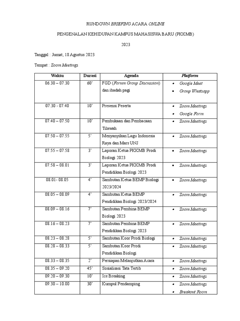 Rundown PKKMB 2023. | PDF