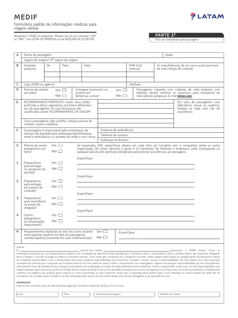Formulário MEDIF LATAM | PDF | Voo | Transporte