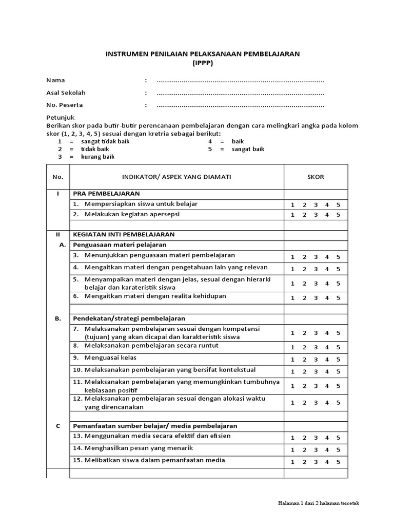 08 Instrumen Penilaian Peer Teaching | PDF