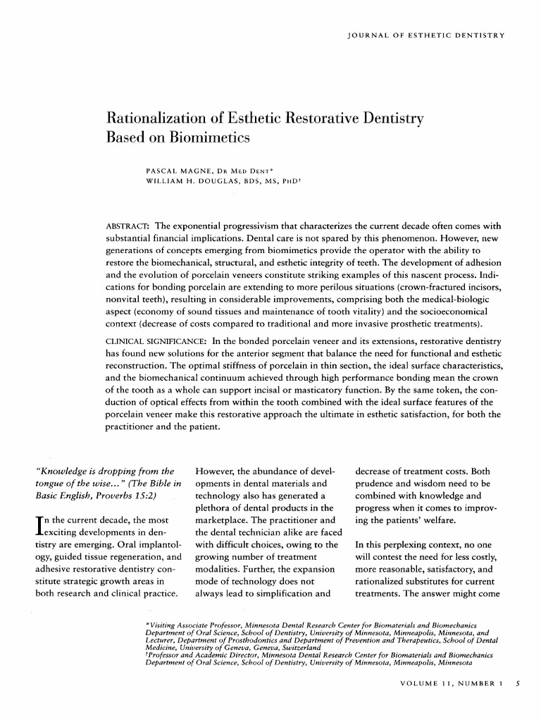 Rationalization of Esthetic Restorative | PDF