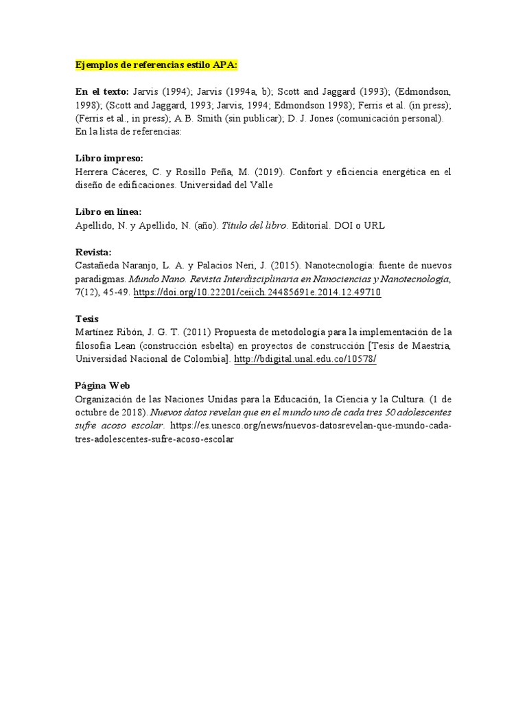 Ejemplos de Referencias Estilo APA.-2 | PDF