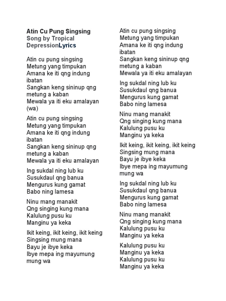Atin Cu Pung Singsing | PDF