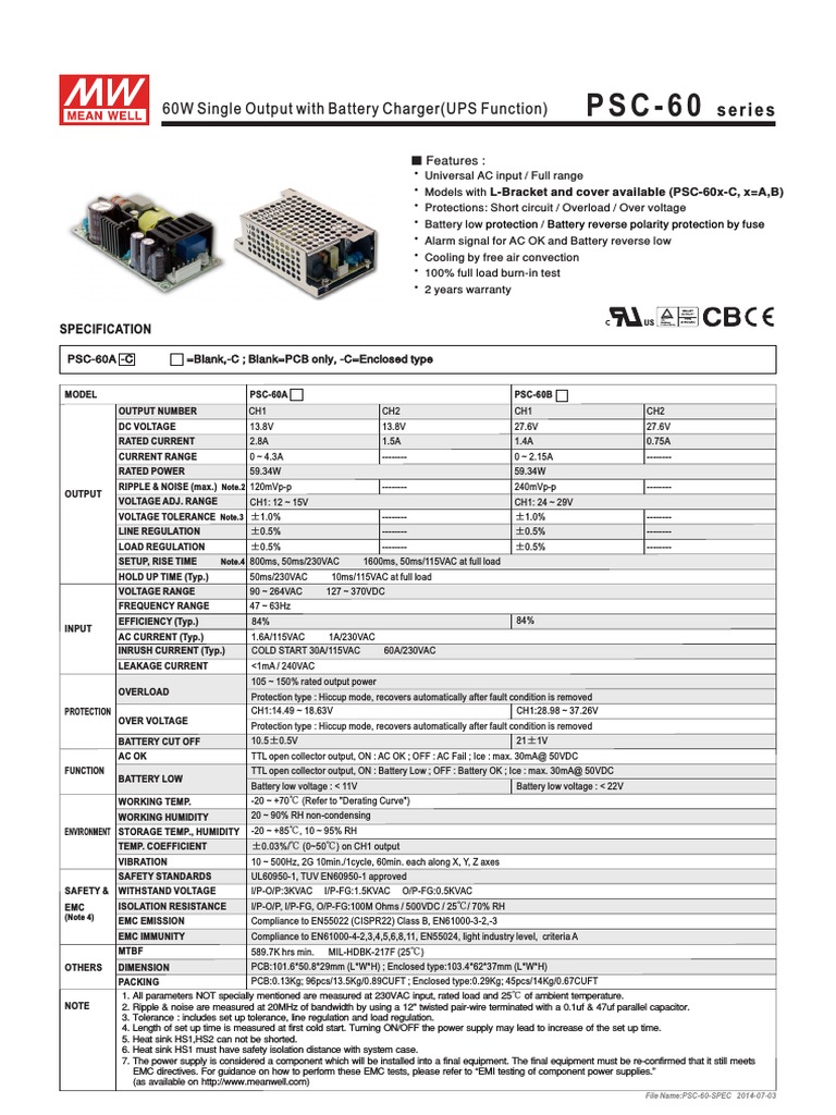 PSC 60 Spec | PDF | Manufactured Goods | Electrical Components