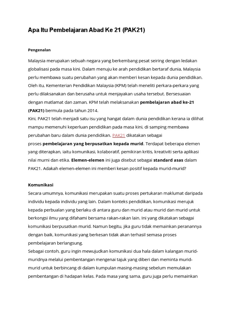 Pembelajaran Abad Ke 21 | PDF