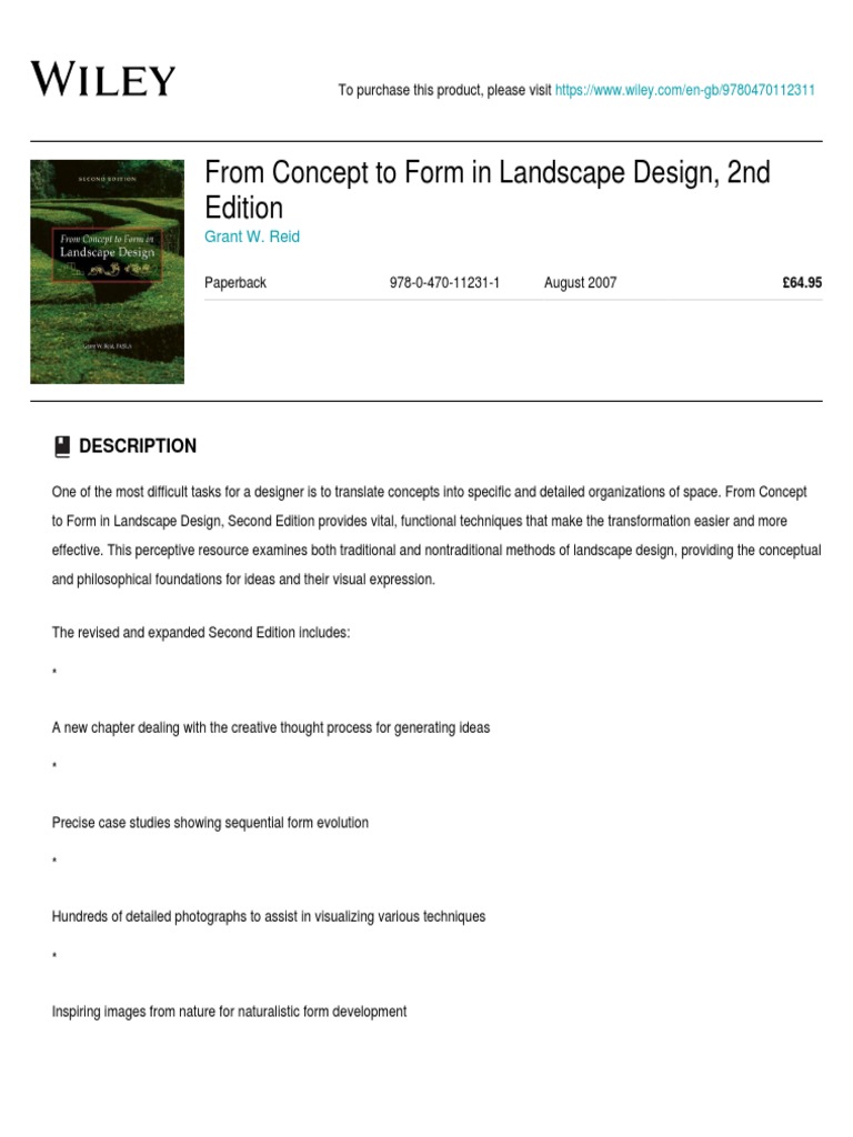 Wiley - From Concept To Form in Landscape Design, 2nd Edition - 978-0 ...