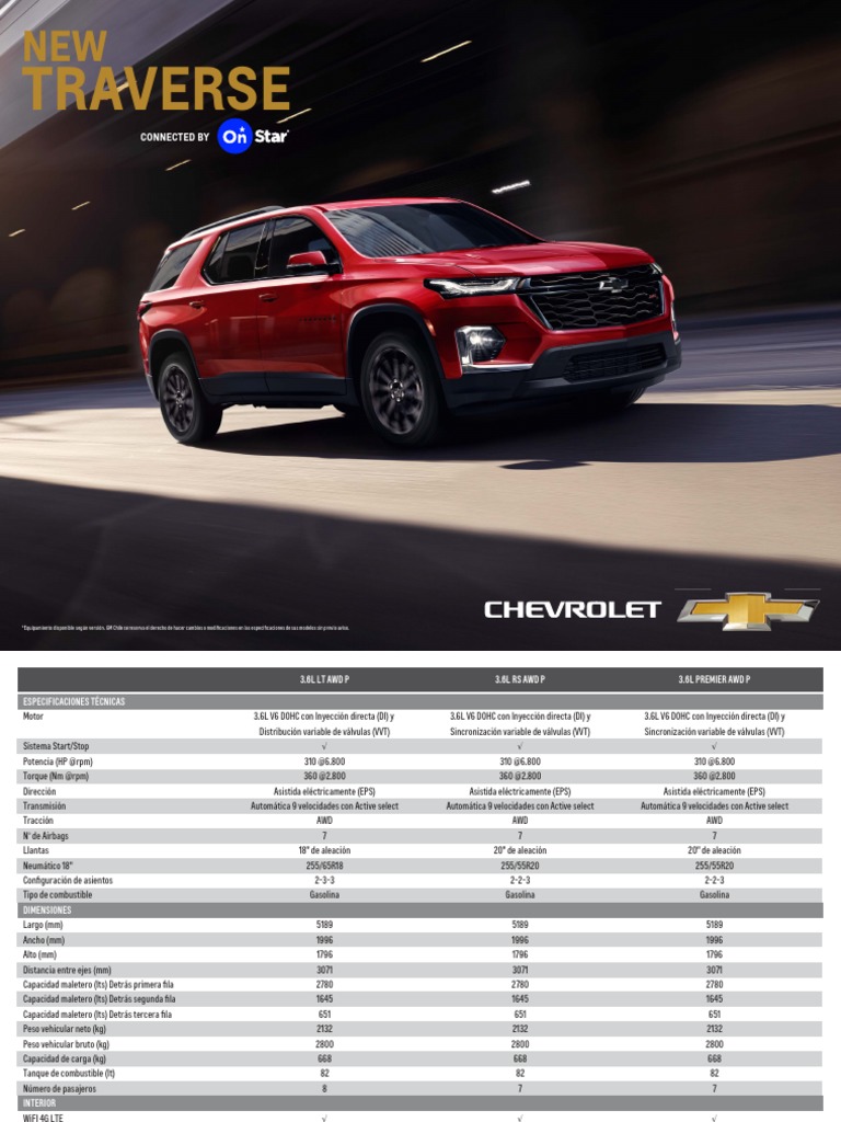 Ficha Tecnica Traverse | PDF | Inyección de combustible | Airbag