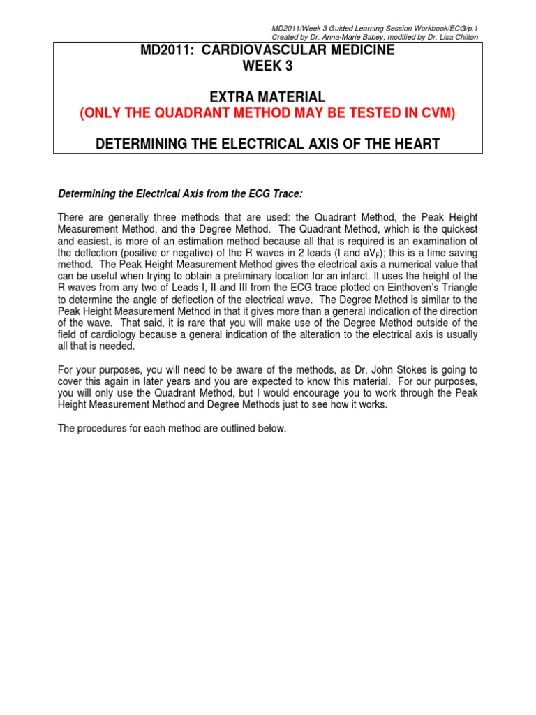 Three Ways To Determine The Electrical Axis of The Heart | PDF