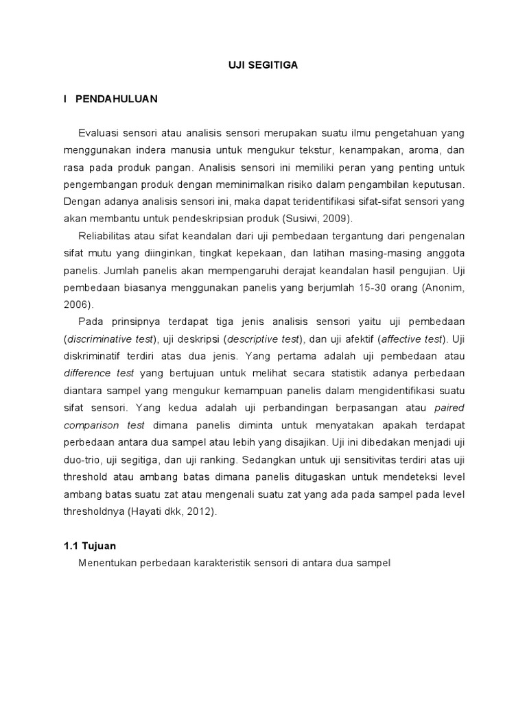 Analisis Sensoris UJI SEGITIGA | PDF