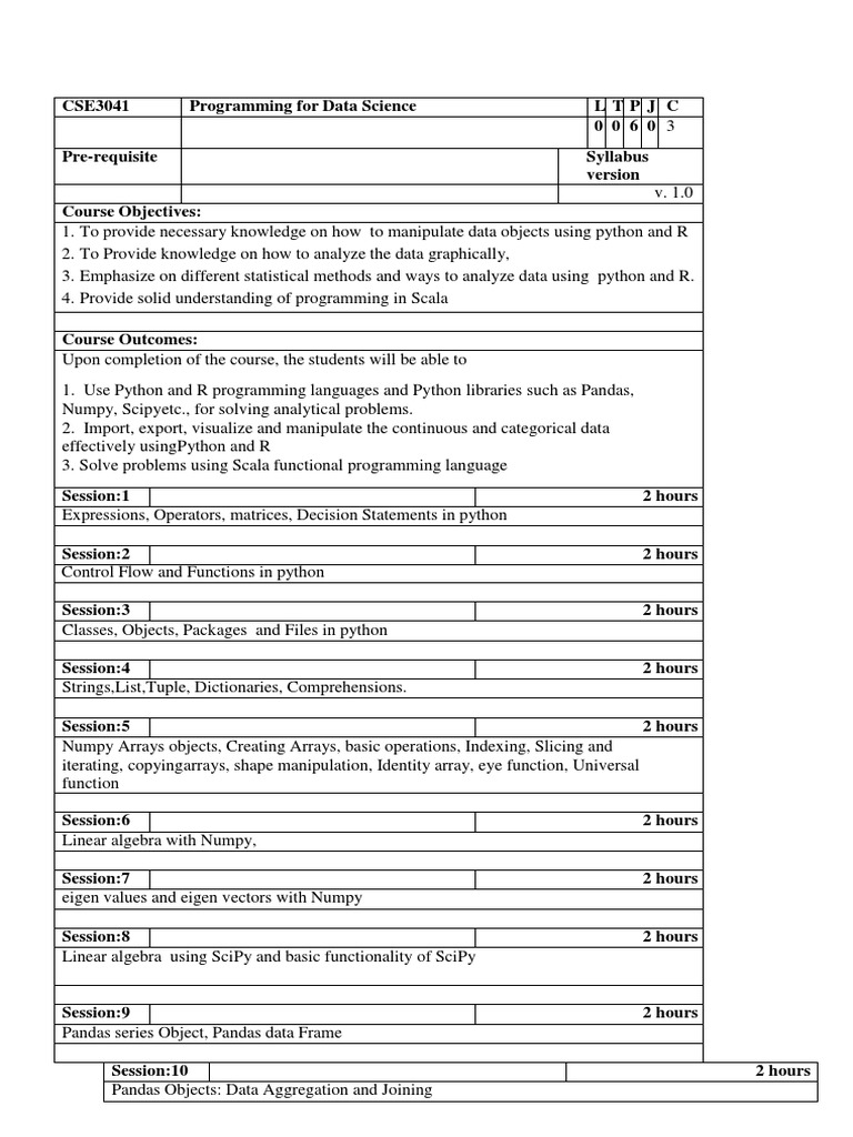 Cse3041 Syllabus Pdf Scala Programming Language Python Programming Language 