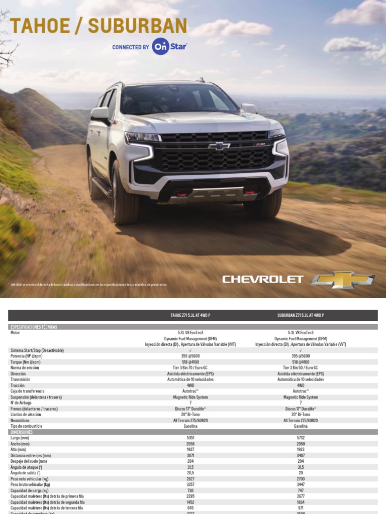 Ficha Tecnica Tahoe | PDF | Tracción en las cuatro ruedas | Airbag