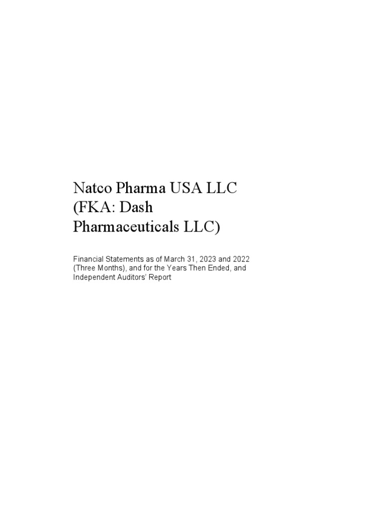 NP USA LLC FKA DASH FS 31 Mar 2023 | PDF | Fair Value | Financial Audit
