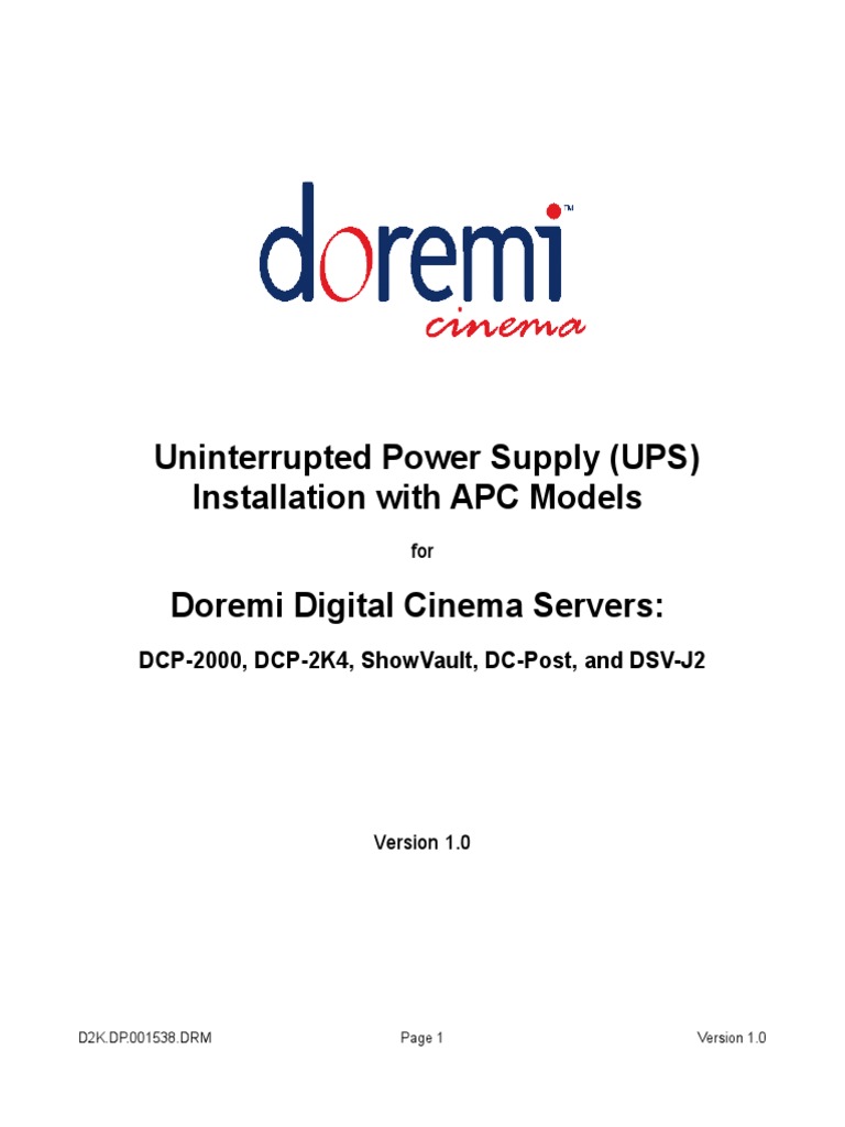 DCP 2000 Apc Ups Installation Procedure 001538 v1 0 | PDF | Computers
