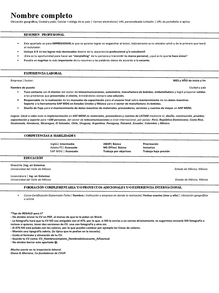 CV Ats Editable Cvup | PDF | Informática