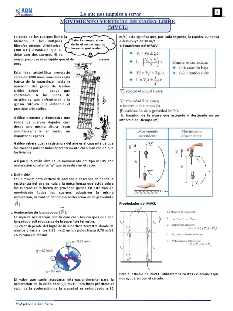 Caída Libre: Conceptos y Ejercicios | PDF | Fuerza | Fenomeno fisico