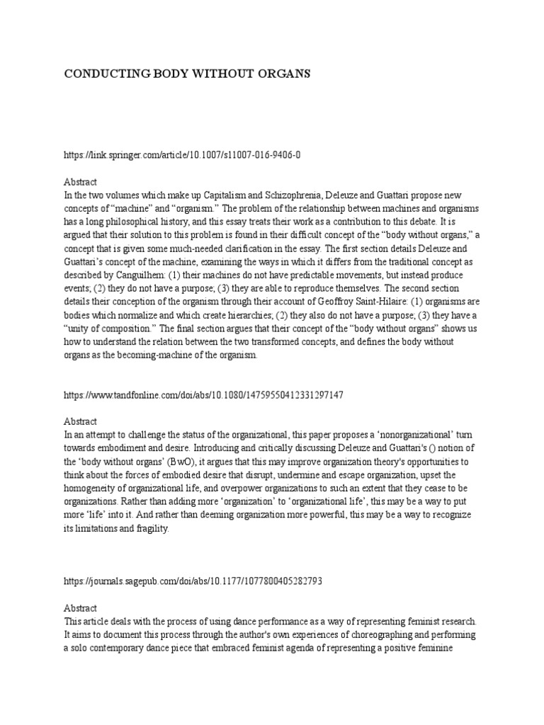 Conducting Body Without Organs | PDF | Gilles Deleuze