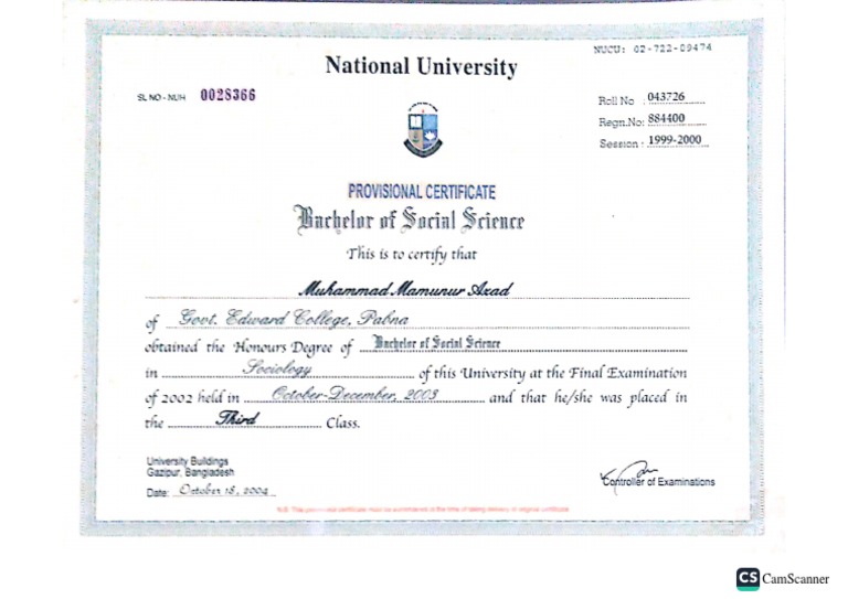 Degree Certificate | PDF