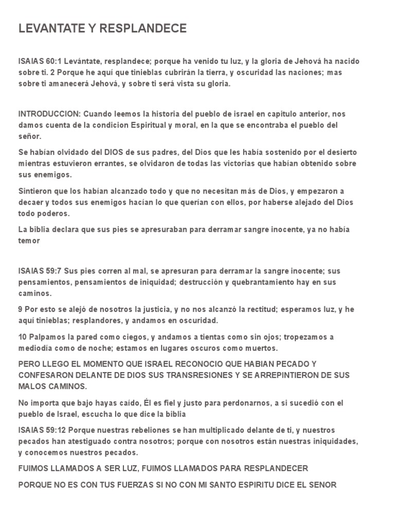 Levantate y Resplandece | PDF | Pecado | Dios