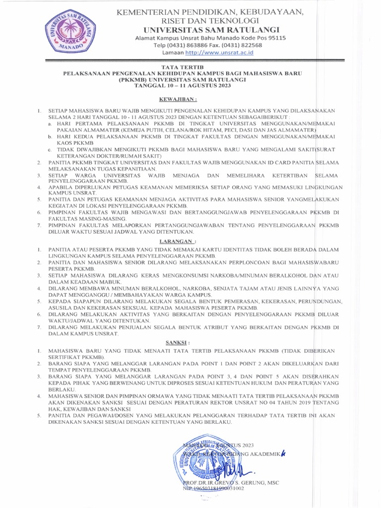 Tata Tertib PKKMB 2023 | PDF