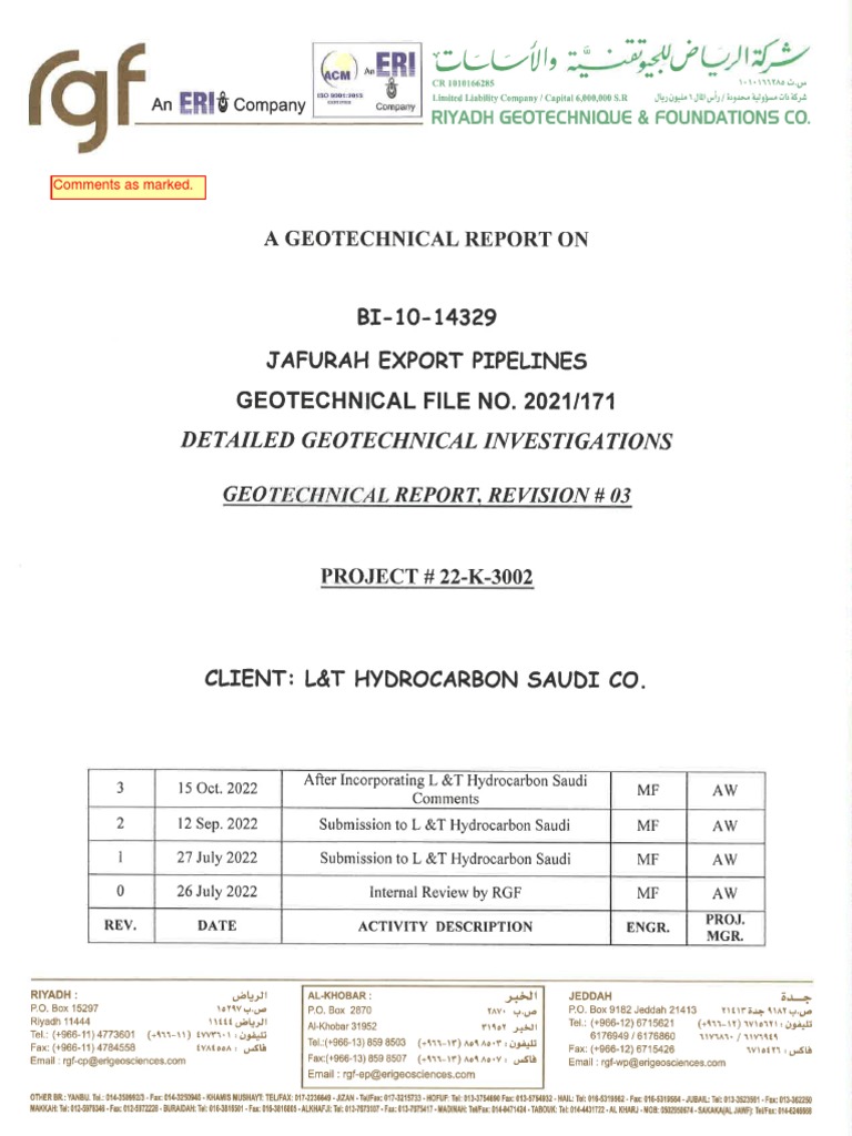 2022 - 171, Geotechnical Report Rev. 03 | PDF | Geotechnical ...