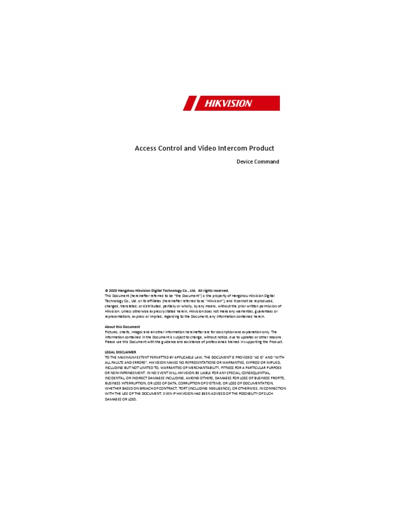 Hikvision Access Control and Video Intercom Product - Device Command - Baseline | PDF | Damages ...