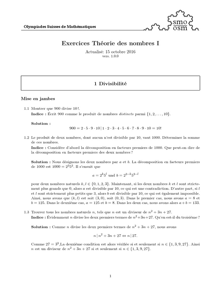 Number-Theory-1 Hints FR | PDF