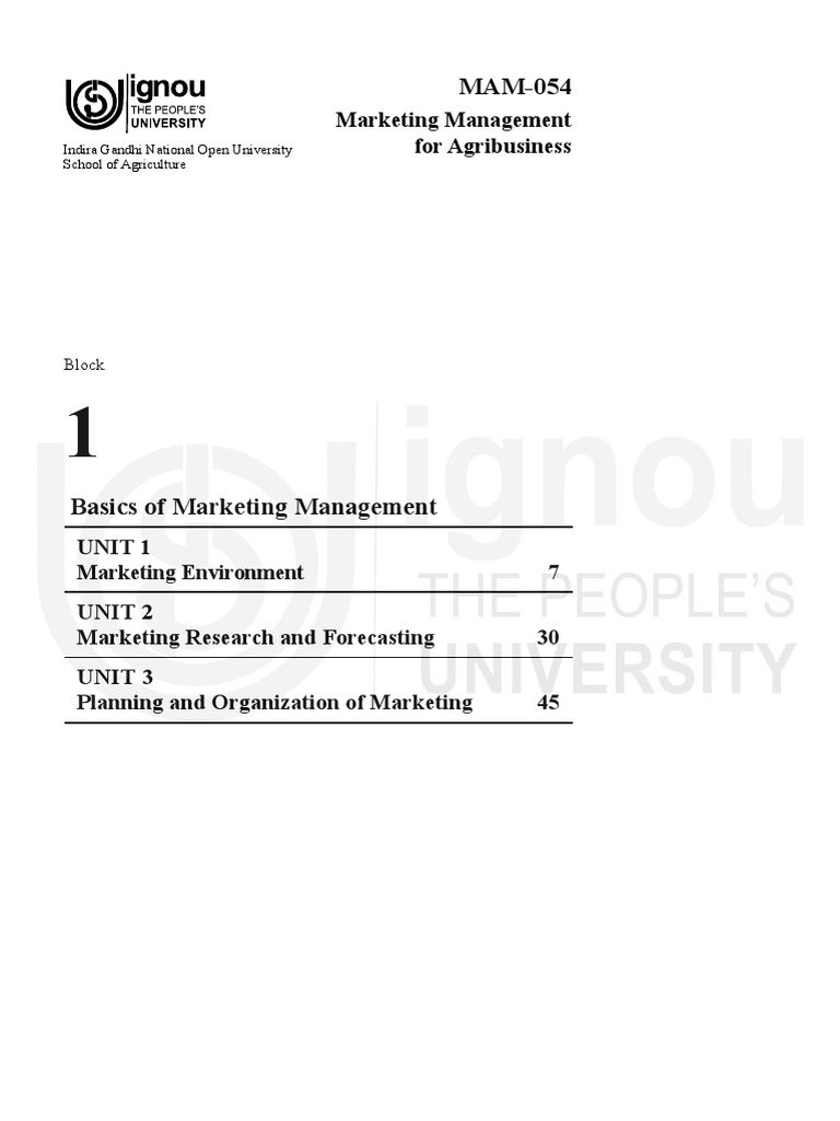 MAM 054 Block-1 | PDF | Marketing | Sales