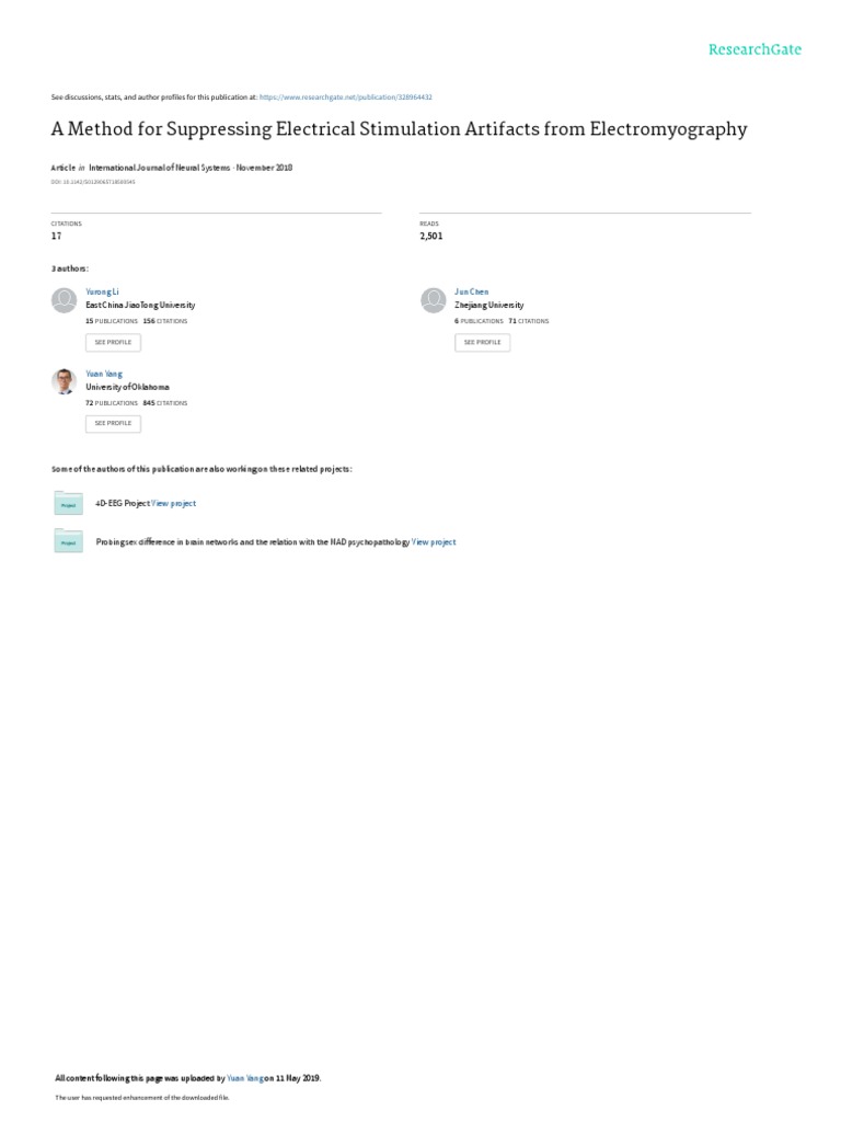 A Method For Suppressing Electrical Stimulation Artifacts Pdf Electromyography Skeletal Muscle