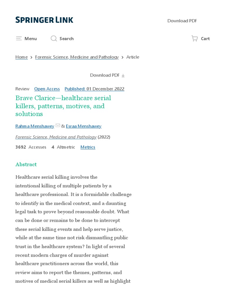 Healthcare Serial Killers, Patterns, Motives, and Solutions ...