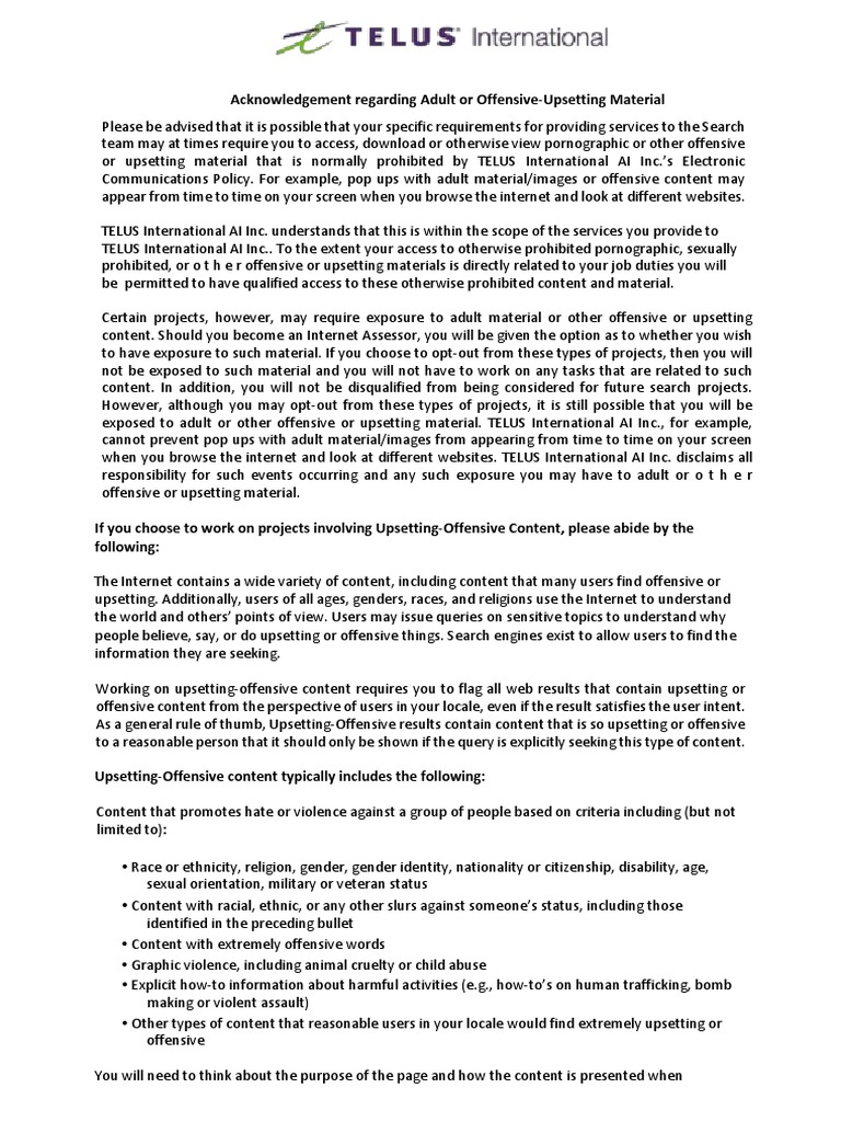 Access to Adult Material Acknowledgment | PDF | Social Science