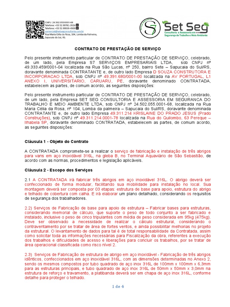 4 - Modelo - Contrato | PDF