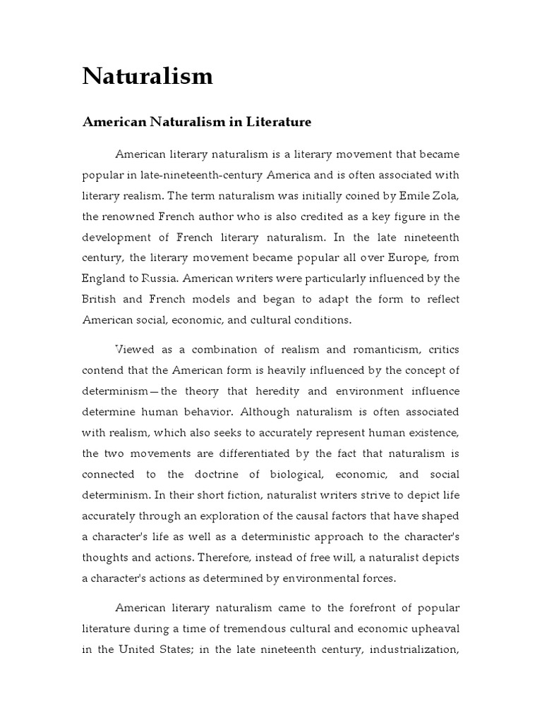 American Literary Naturalism Explained | PDF | Literary Realism