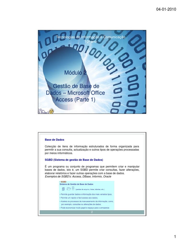 Conceitos Teóricos 1 - Access | PDF | Bancos de dados | Modelo relacional