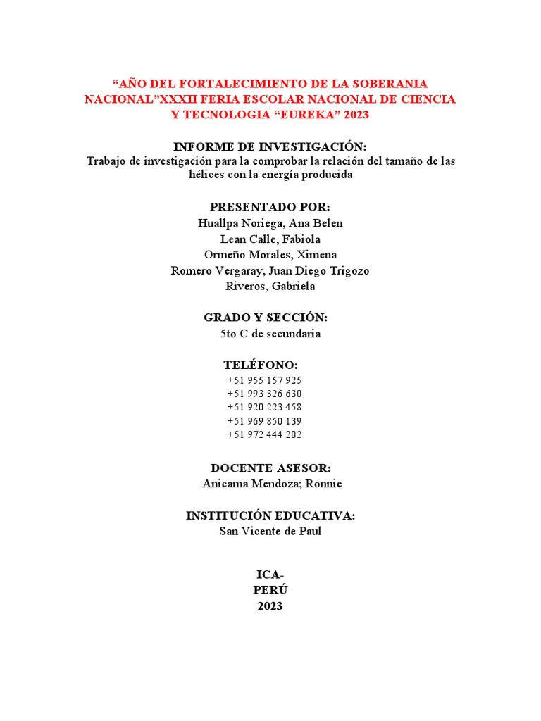 Informe de Investigación Final Expo | PDF