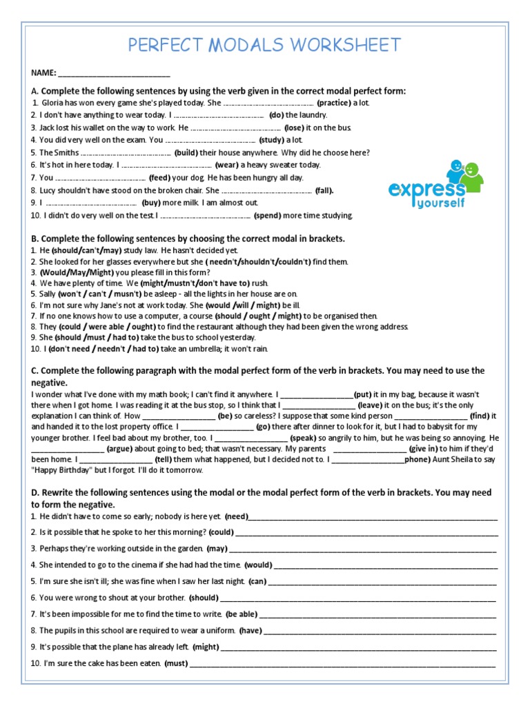 PERFECT MODAL ACTIVITY (Practice-Production) (1) | PDF