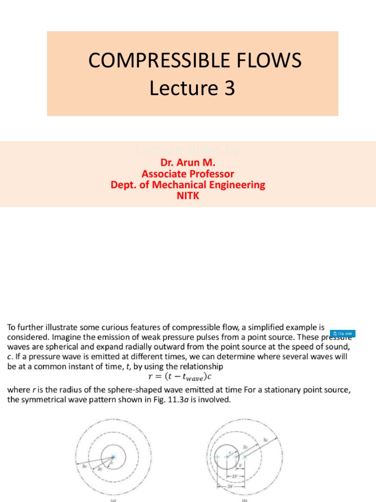COMPRESSIBLE FLOWS-Lecture 3 - Dr. Arun | Download Free PDF | Nozzle | Fluid Dynamics
