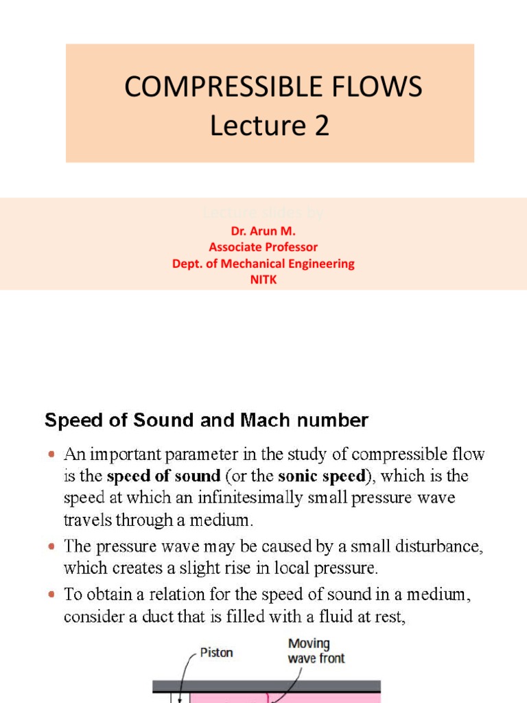 COMPRESSIBLE FLOWS-Lecture 2 - Dr. Arun | PDF | Technology & Engineering