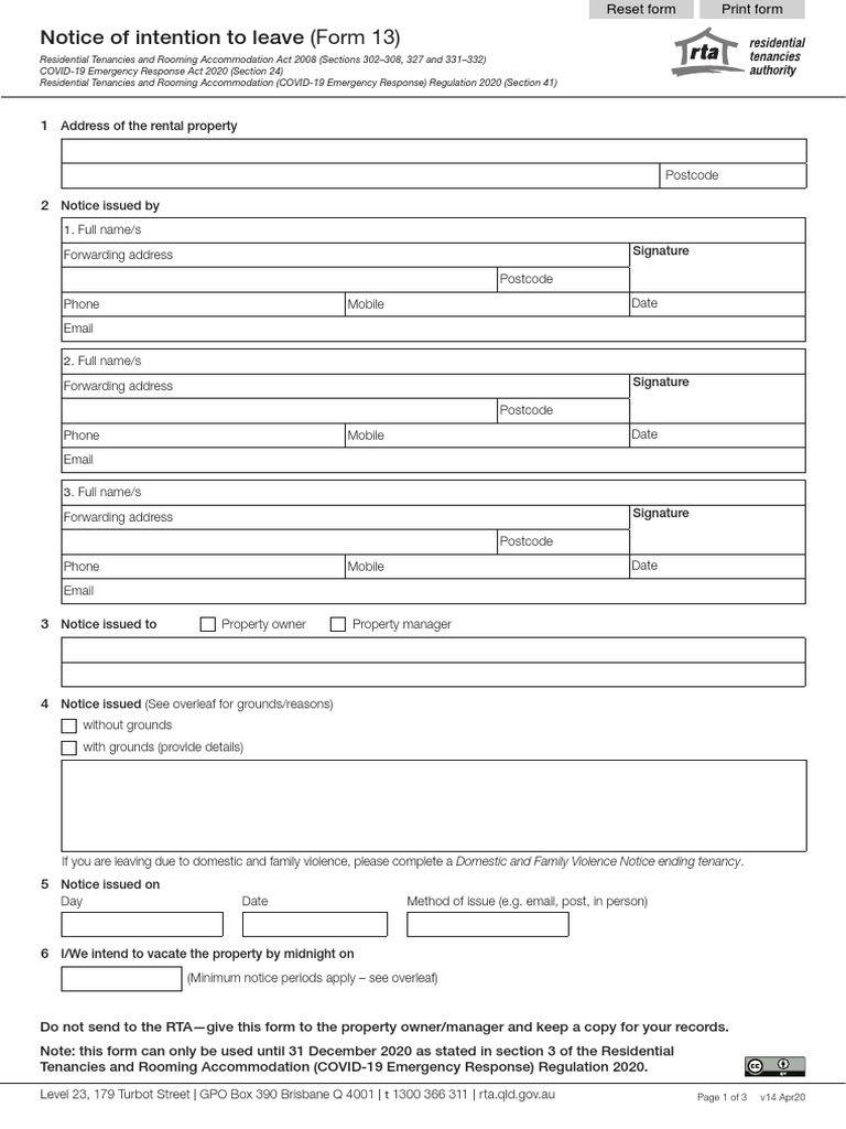 Form 13 Notice | PDF | Leasehold Estate | Lease