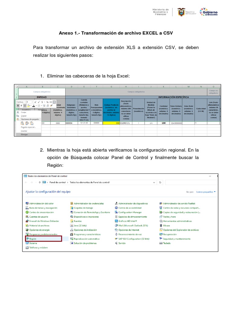 Anexo 1. - Transformación de Archivo EXCEL A CSV | PDF