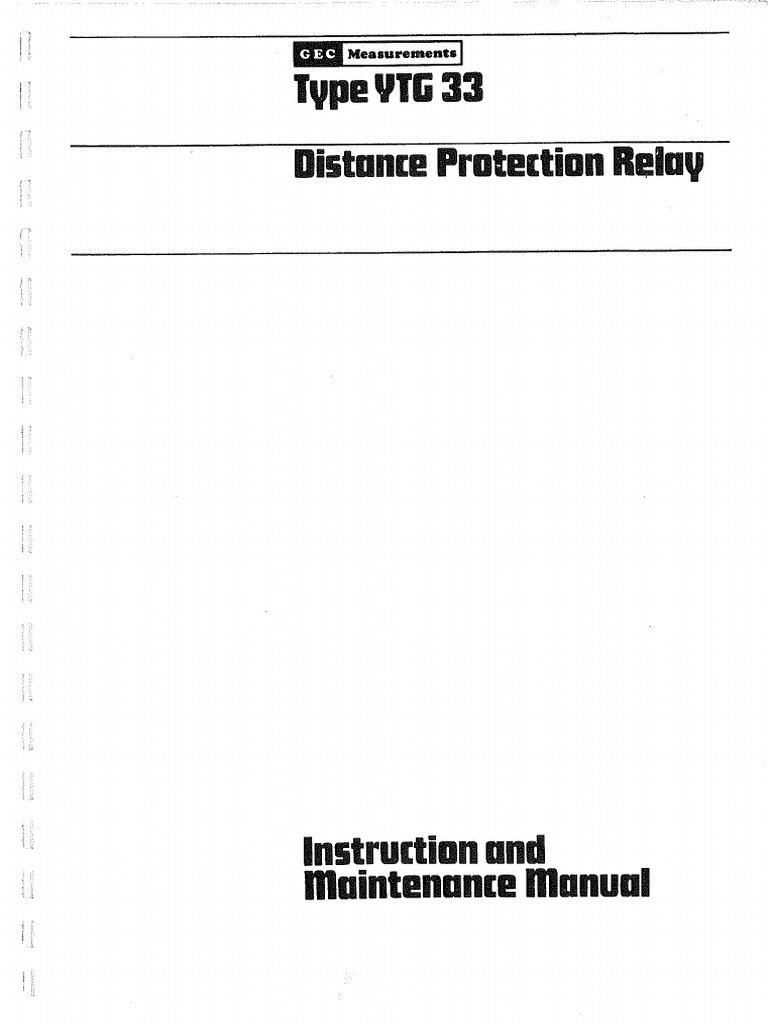 Distance Protection Relay YTG33 | PDF