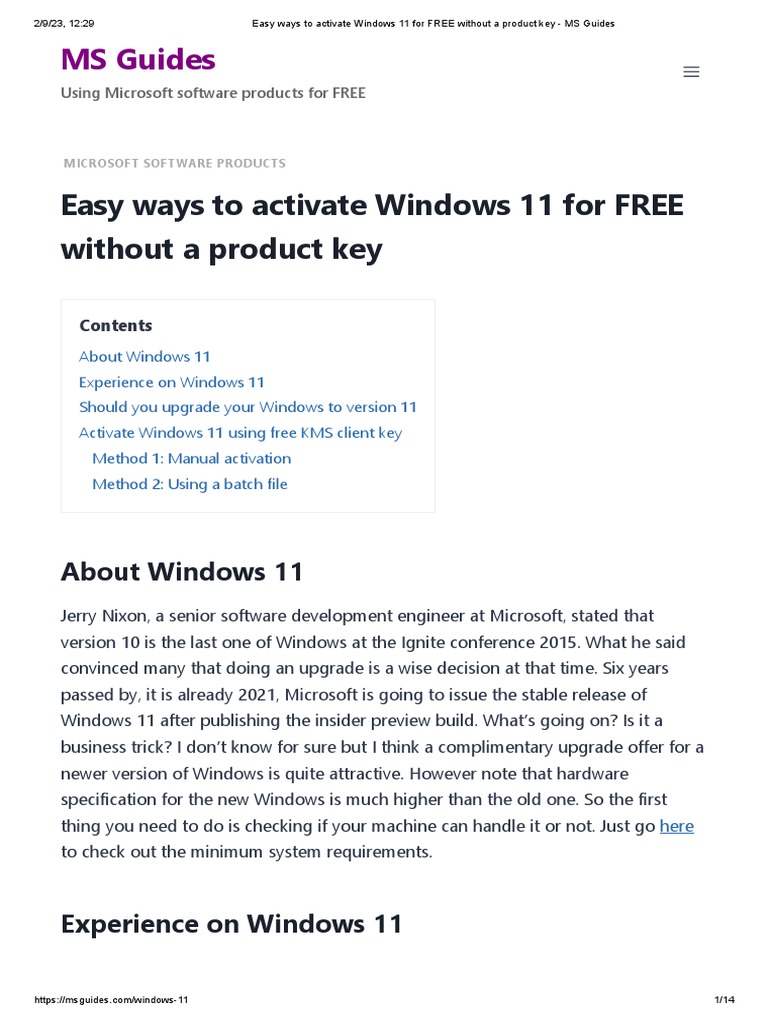 Easy Ways To Activate Windows 11 For FREE Without A Product Key | PDF | Microsoft Windows | Ibm ...