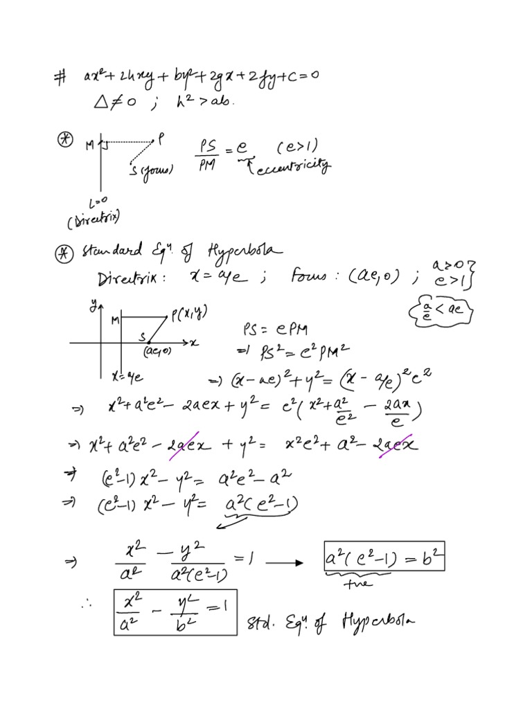 Hyperbola Notes Pdf