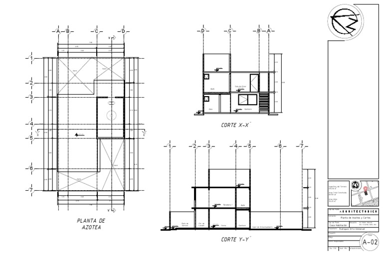 Planta de Azotea y Cortes Arquitectónicos | PDF